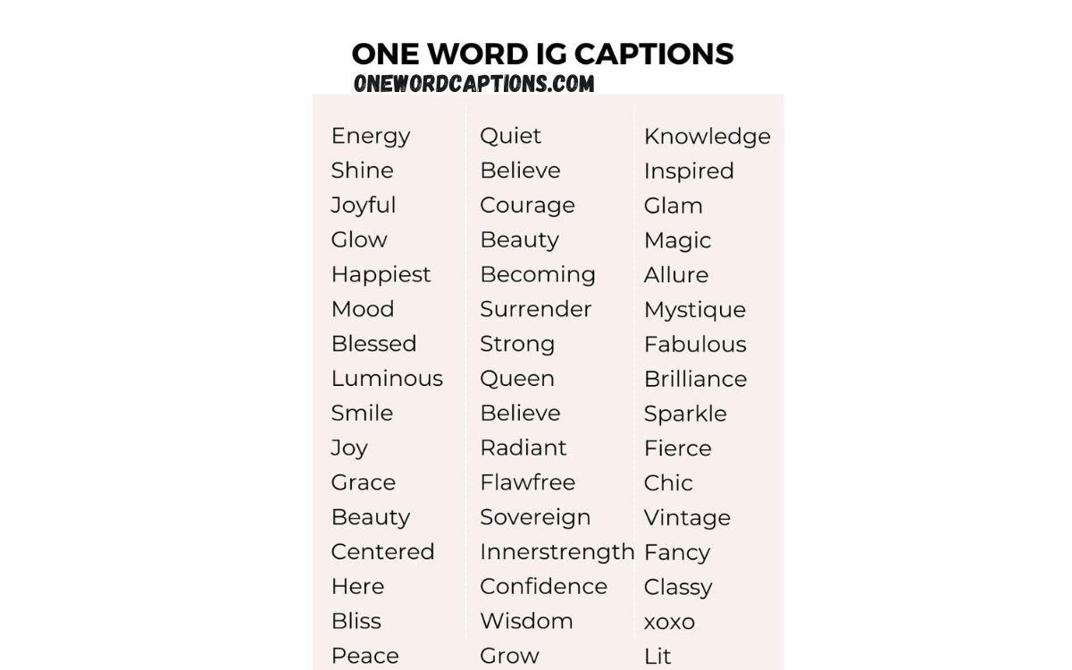 280 Best One Word Captions For Instagram TikTok Facebook One Word 280 Best One Word Captions For Instagram TikTok Facebook One Word